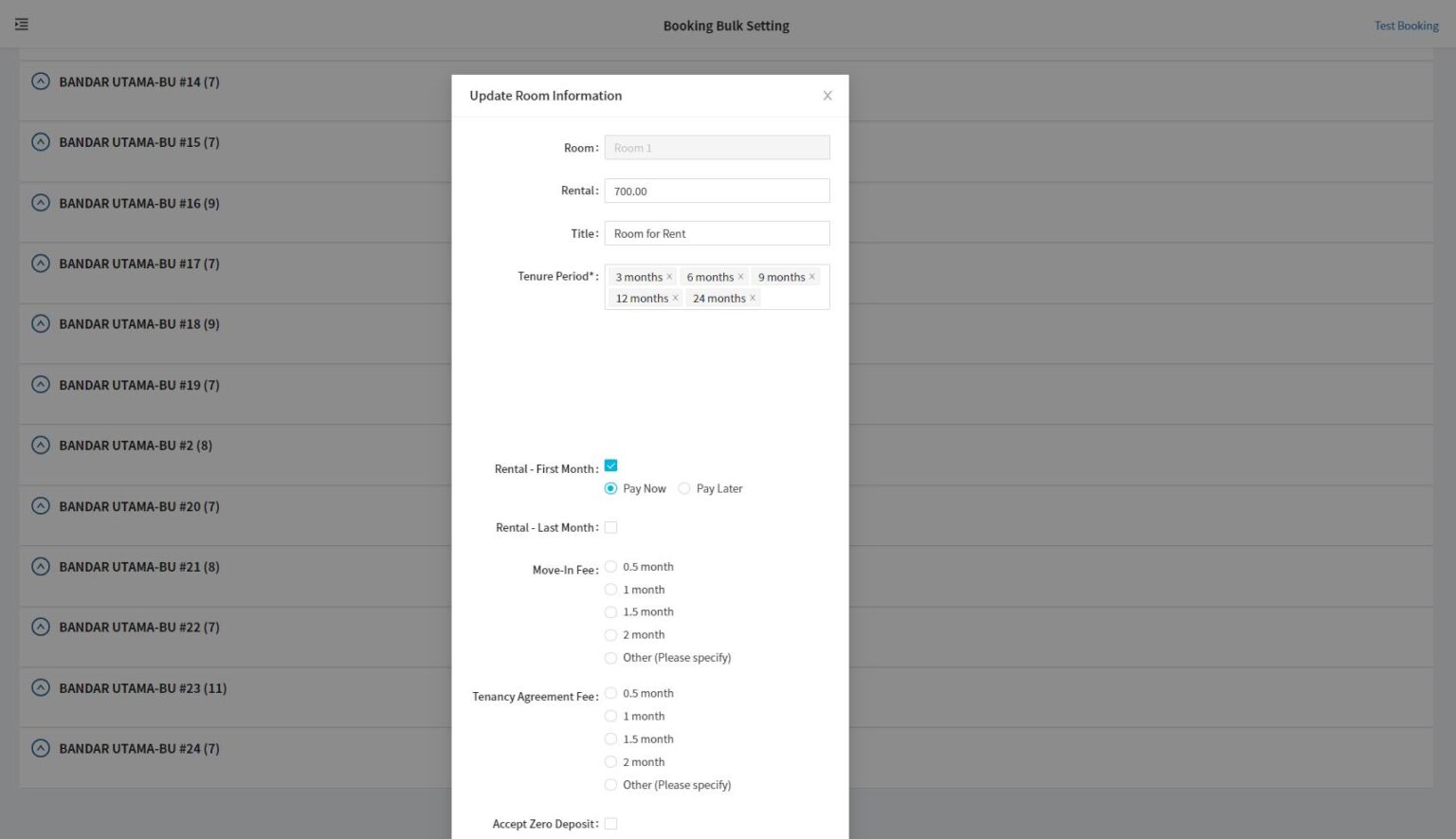 Booking Settings - ibilikPlus - User Guide & FAQ